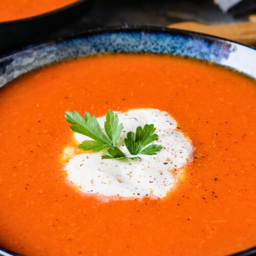 Cozy Roasted Red Pepper & Pear Soup - Nesting Lane