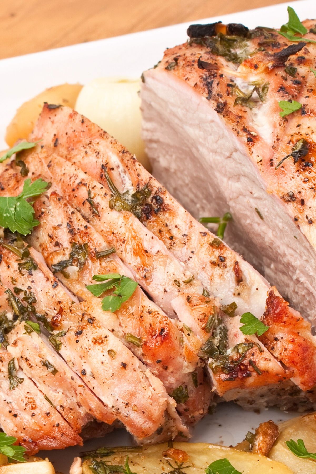 Herb Pepper Pork Loin Roast with Roasted Potatoes