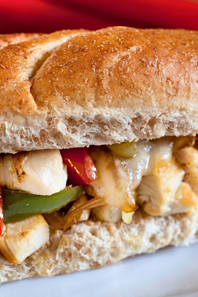 High Protein Chicken Philly Sub with Peppers and Onions - Nesting Lane