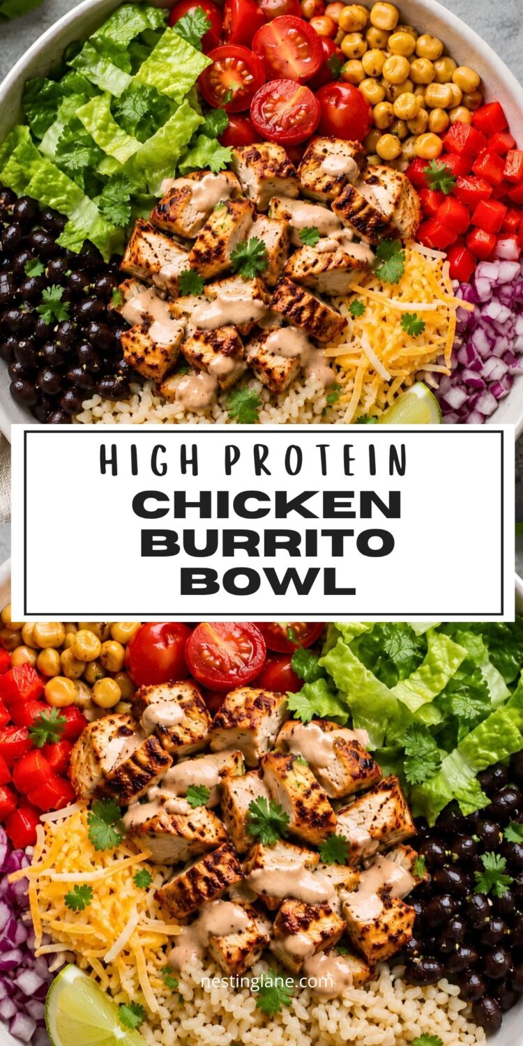 High Protein Chicken Burrito Bowl - Nesting Lane